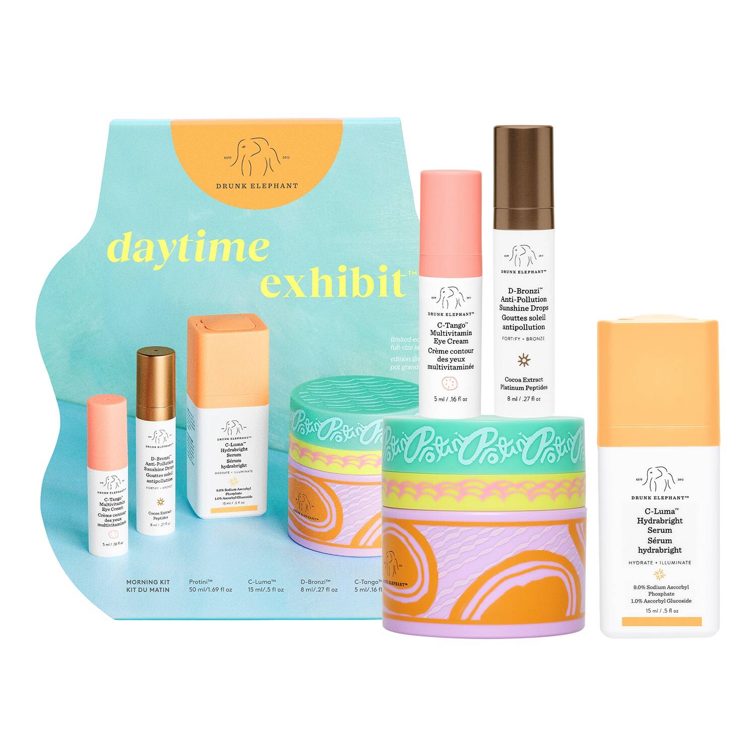 DRUNK ELEPHANT Daytime Exhibit Morning - Skincare Set 50ml + 15ml + 8 ...